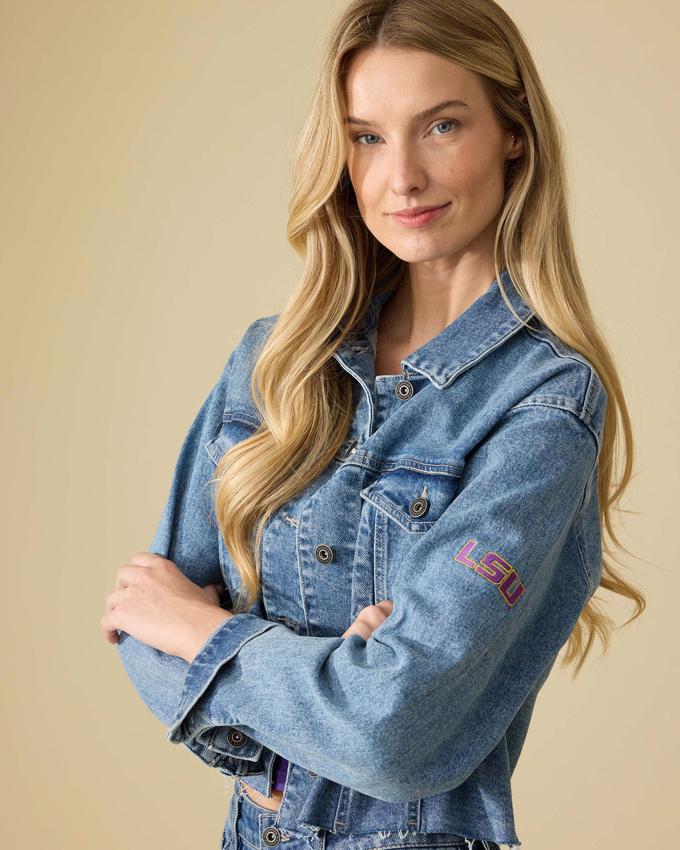 LSU SIDNEY CROPPED DENIM JACKET – Flag & Anthem